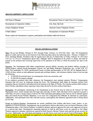 Fillable Online RULES AND REGULATIONS - Florida Renaissance Festival Fax Email Print - pdfFiller