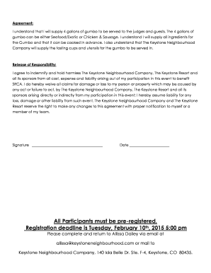 Fillable Online acfcoloradochefs RIVER RUN GUMBO COOK-OFF Fax Email ...