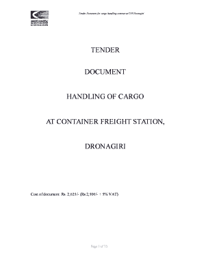 Fillable Online TENDER DOCUMENT HANDLING OF CARGO AT CONTAINER FREIGHT ...
