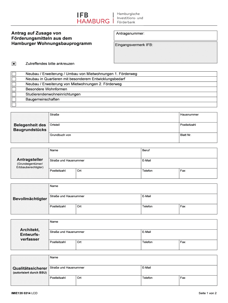Ausfüllbar Online ifbhh Antrag auf Zusage von Forderungsmitteln aus dem ...