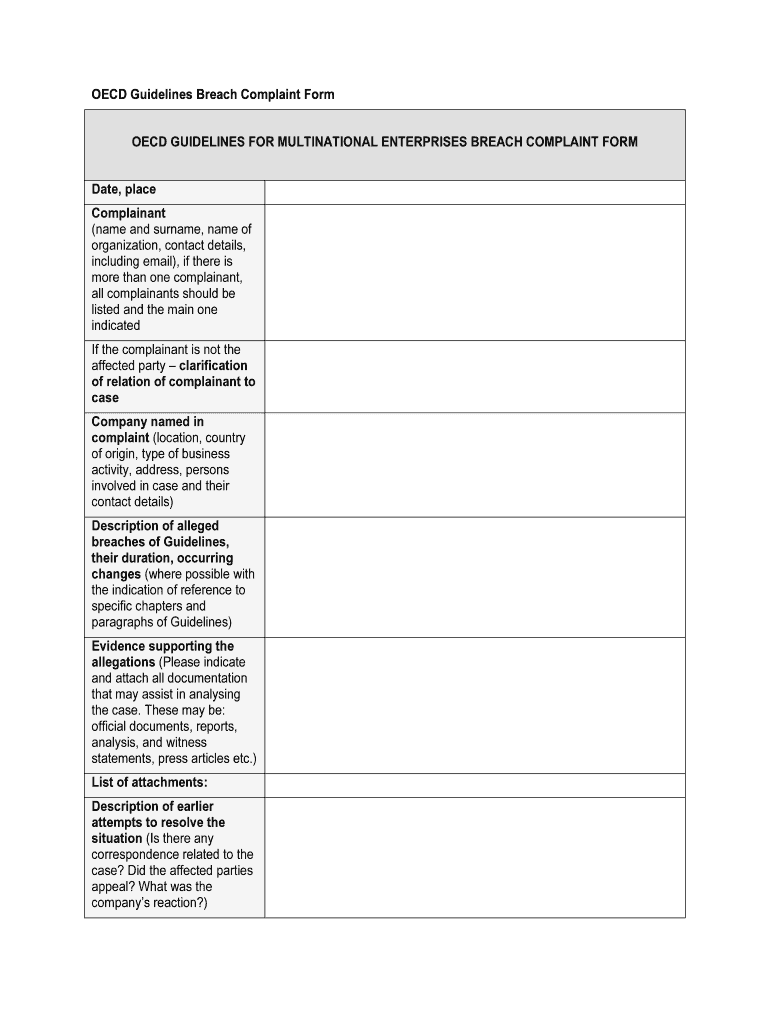 Fillable Online accessfacility OECD Guidelines Breach Complaint Form ...