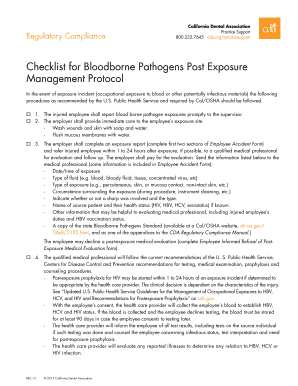 Fillable Online Checklist for Bloodborne Pathogens Post Exposure Fax ...