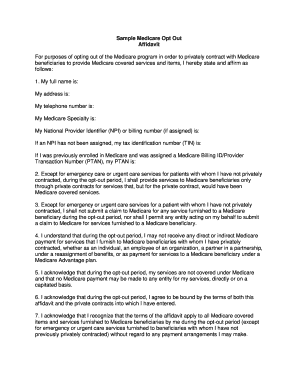 Fillable Online stanislausdental Sample Medicare Opt Out Affidavit ...