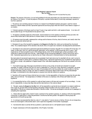 Fillable Online gslchurch GSLC Bus Use Policy - Good Shepherd Lutheran ...