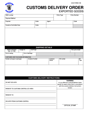 Fillable Online mfem gov CUSTOMS DELIVERY ORDER - mfemgovck Fax Email ...