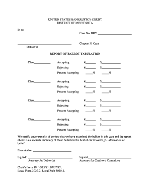 Fillable Online mnb uscourts REPORT OF BALLOT TABULATION - United ...