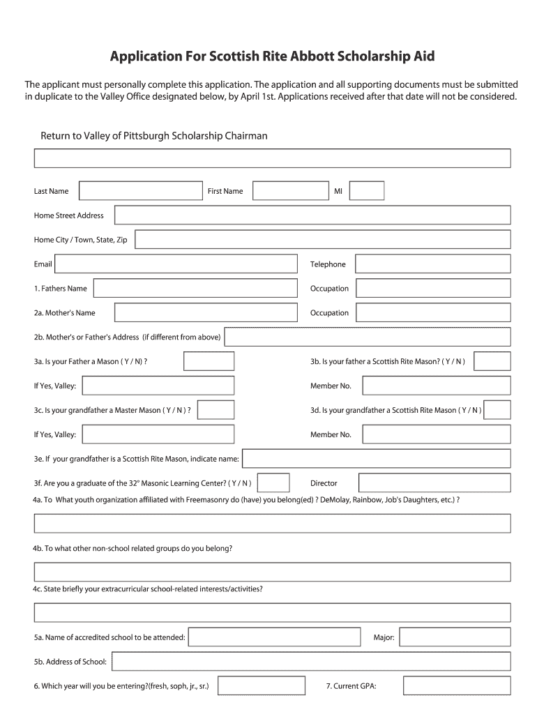 Fillable Online Abbott and Valley Scholarships Fax Email Print - pdfFiller