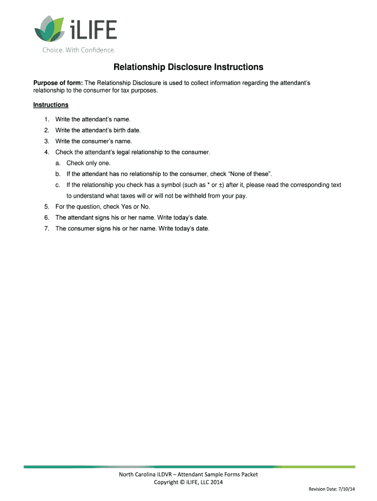 Fillable Online Relationship Disclosure Instructions Fax Email Print ...