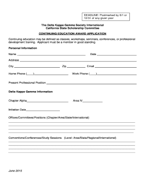 Fillable Online chistateca CONTINUING EDUCATION AWARD APPLICATION 2015 Fax Email Print - pdfFiller