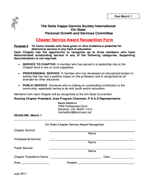 Fillable Online chistateca Chapter Service Award Recognition Form 2011.doc Fax Email Print ...