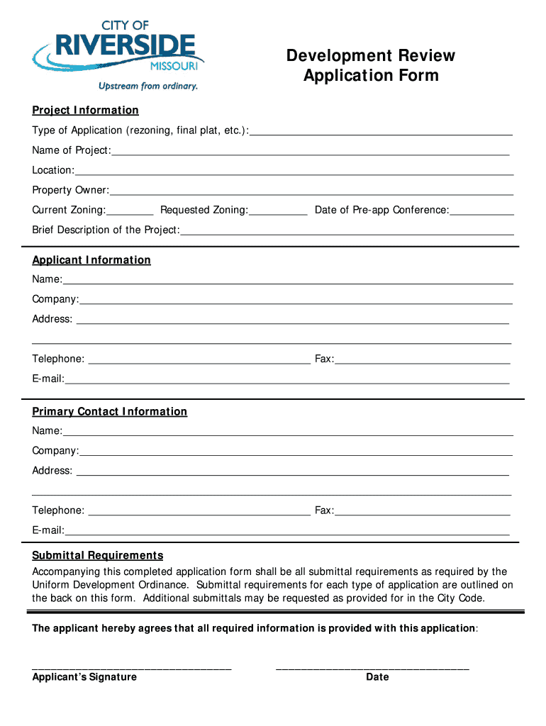 Fillable Online Development Review Application Form Project Information ...