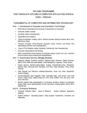 Fillable Online pssou ac Diploma programme post graduate diploma in ...