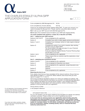 Fillable Online charles-stanley co THE CHARLES STANLEY ALPHA SIPP ...