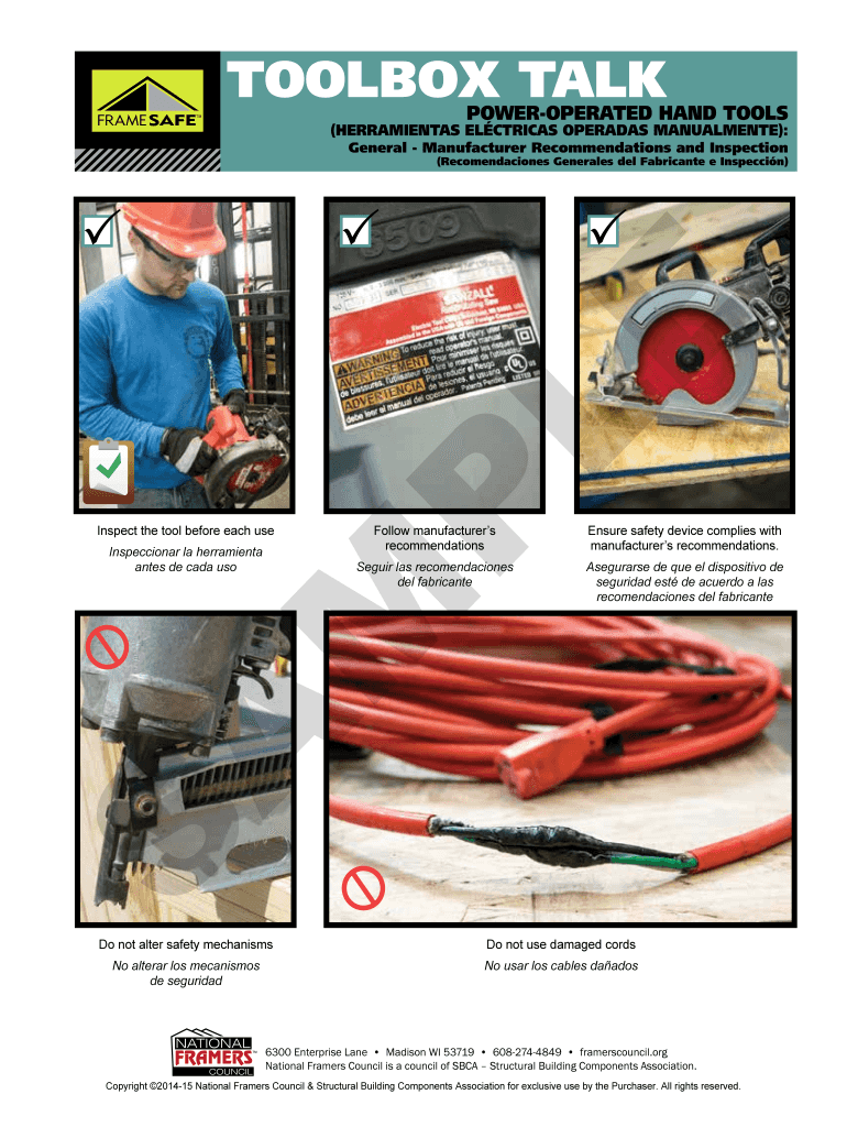 Fillable Online framerscouncil TOOLBOX TALK - National Framers Council ...