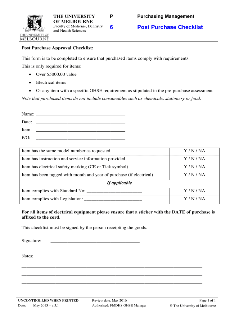 Fillable Online intranet mdhs unimelb edu Purchasing Management ...