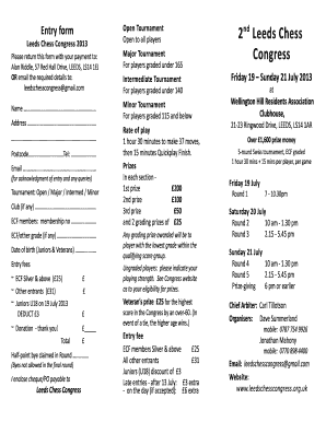 Fillable Online englishchess org Entry form 2 Leeds Chess - English ...