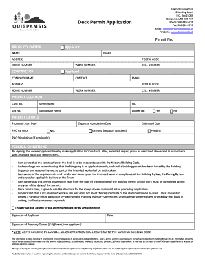 Fillable Online Deck Permit Application - Quispamsis Fax Email Print ...