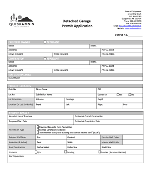Fillable Online Detached Garage Permit Application - quispamsisca Fax ...