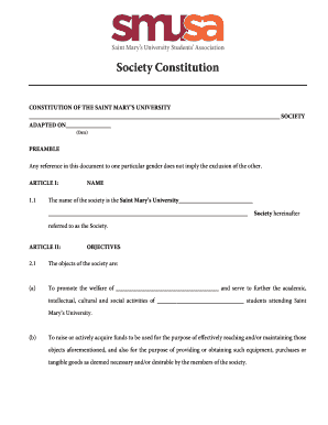 Fillable Online Society Constitution Fax Email Print - pdfFiller