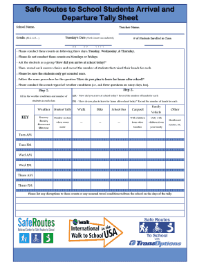 Fillable Online Safe Routes to School Students Arrival and Fax Email ...