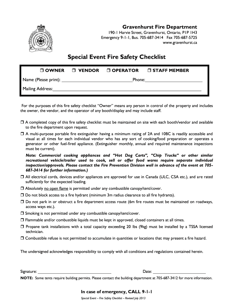 Fillable Online acbs Special Event Fire Safety Checklist - acbs Fax ...