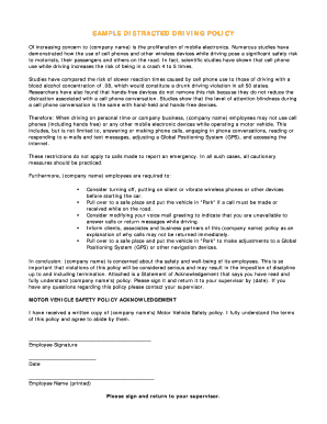 Fillable Online mca-ca Sample Distracted Driving Policydoc - mca-ca Fax ...