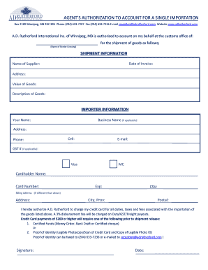 Fillable Online Single Import Authorization Form 2015 Fax Email Print ...