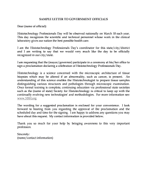 Fillable Online SAMPLE LETTER TO GOVERNMENT OFFICIALS Fax Email Print ...