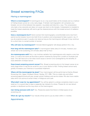 Fillable Online Breast screening FAQs Fax Email Print - pdfFiller