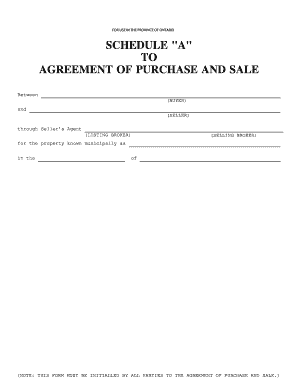 Fillable Online FOR USE IN THE PROVINCE OF ONTARIO SCHEDULE A TO ...