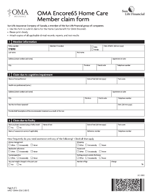 Fillable Online Home Care Claim Form - OMA Insurance Fax Email Print ...