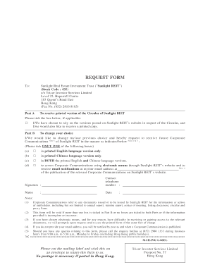 Fillable Online REQUEST FORM - Sunlight REIT Fax Email Print - pdfFiller