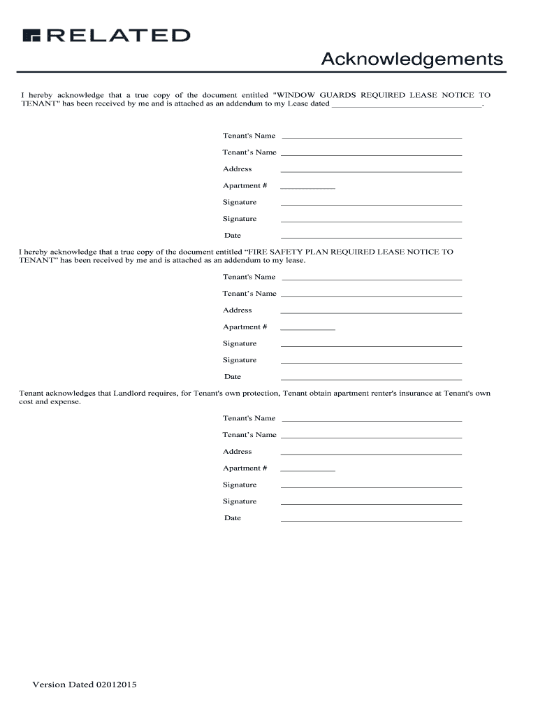 Fillable Online Acknowledgements - The Related Companies Fax Email Print - pdfFiller
