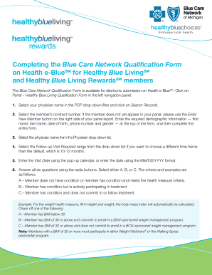 Fillable Online Completing the Blue Care Network Qualification Form Fax ...