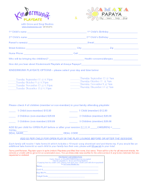 Fillable Online Kindermusic playdate registration form ...