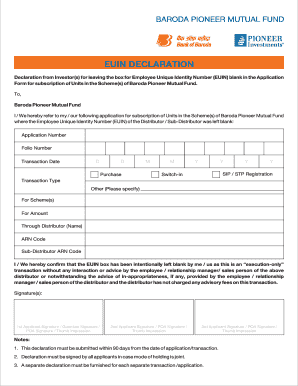 Fillable Online EUIN DECLARATION Fax Email Print - pdfFiller