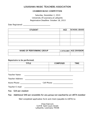 Fillable Online lmta Chamber music comp application form Fax Email ...
