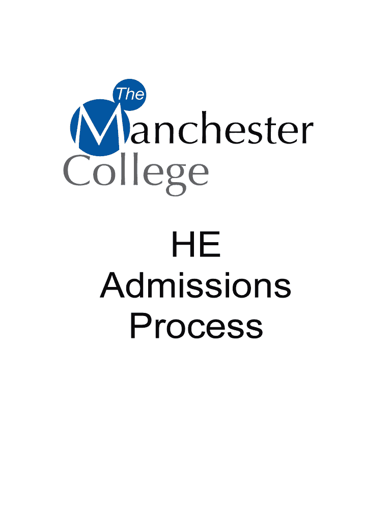 Fillable Online HE Admissions Process - The Manchester College Fax ...