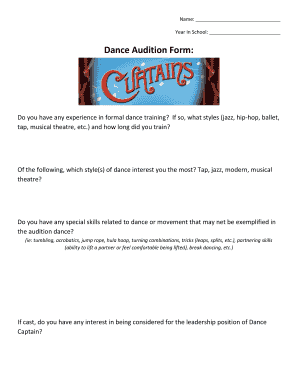 Fillable Online Dance Audition Form Fax Email Print - pdfFiller