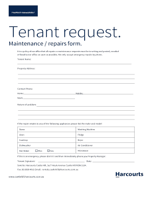 Fillable Online PROPERTY MANAGEMENT Tenant request Fax Email Print ...