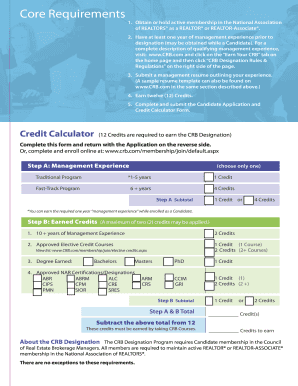 Fillable Online Core Requirements - CRB Fax Email Print - pdfFiller