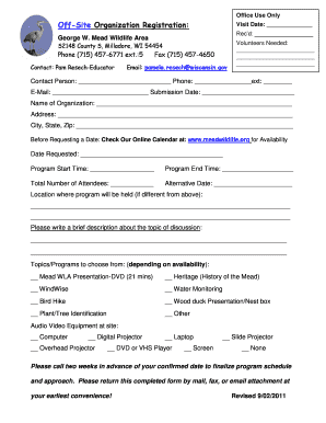 Fillable Online Office Use Only Off-Site Organization Registration ...