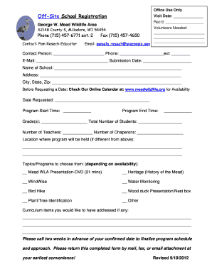 Fillable Online Off-site School form Fax Email Print - pdfFiller