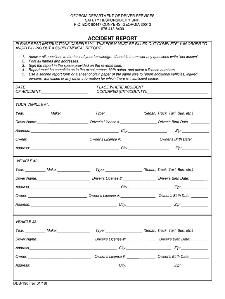 Fillable Online dds ga ACCIDENT REPORT - DDS - dds ga Fax Email Print ...