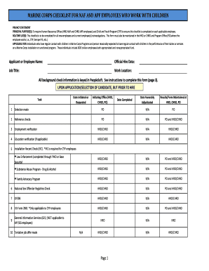 Fillable Online CHECKLIST FOR NAF AND APF EMPLOYEES WHO WORK WITH Fax ...