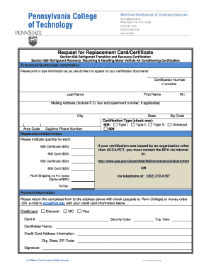 Fillable Online pct Request for Replacement Card - pctedu Fax Email ...