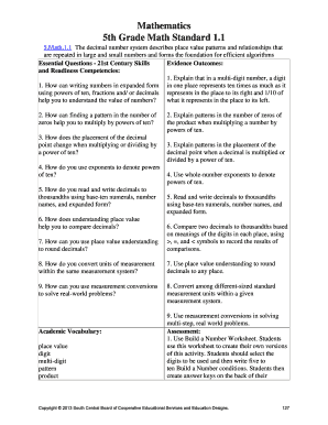 Fillable Online 5th Grade Math Standard 1 Fax Email Print - pdfFiller