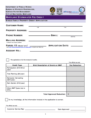 Fillable Online SFP bMarylandb stormwater fee credit bapplicationb - City of Baltimore Fax Email ...