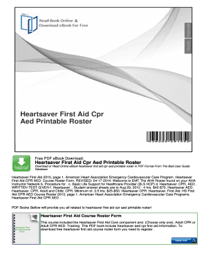 Fillable Online Heartsaver First Aid Cpr Aed Printable Roster Fax Email ...