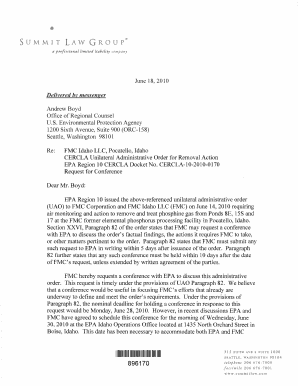 Fillable Online Letter Regarding CERCLA Unilateral Administrative Order ...
